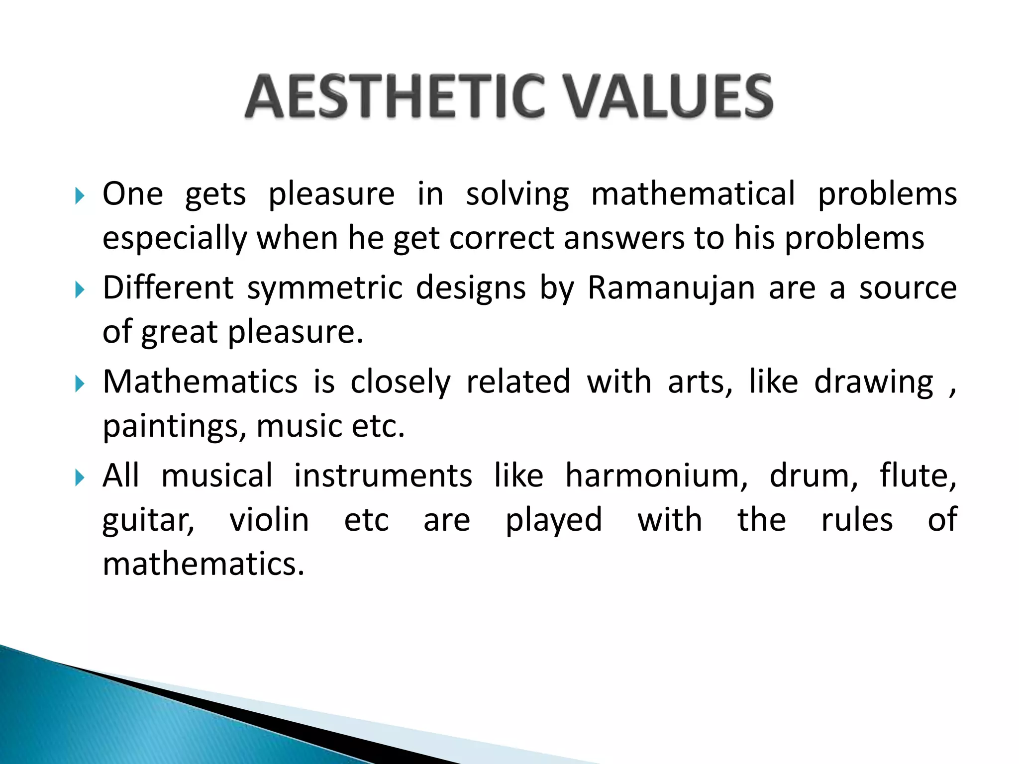 Cultural & Aesthetic Values of Mathematics | PPTX