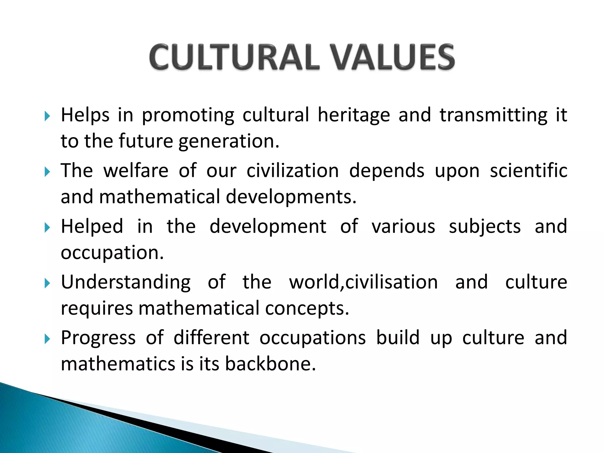 Cultural & Aesthetic Values of Mathematics | PPTX
