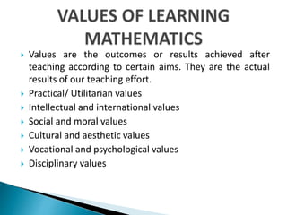 Cultural & Aesthetic Values of Mathematics | PPTX