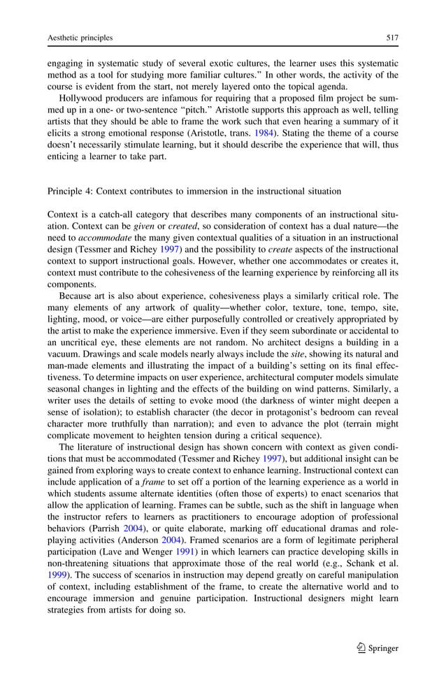 Aesthetic principles for instructional design patric parrish | PDF