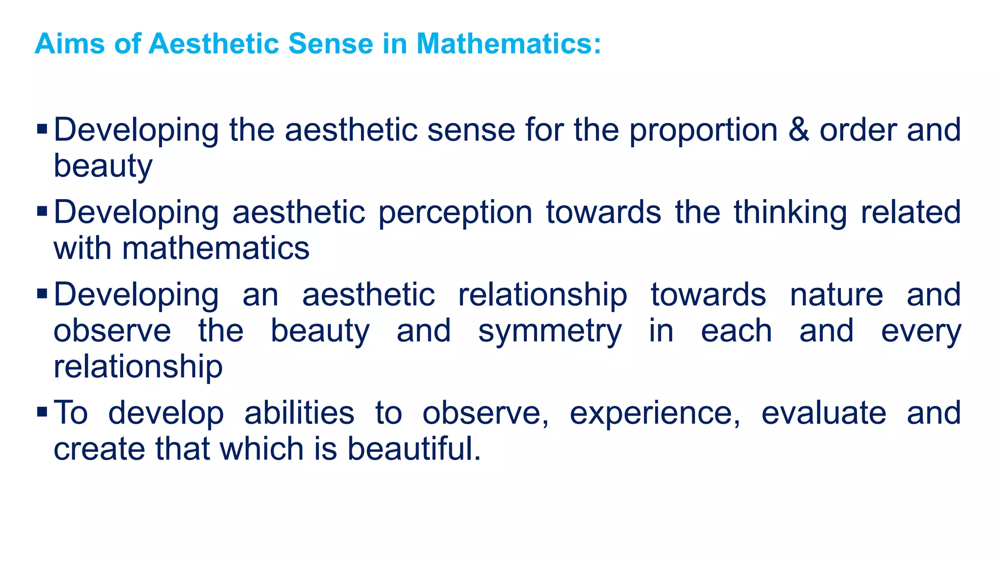 Aesthetic Sense of Mathematics | PPTX