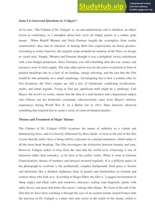Aesthetics Of Horror In Cinema (Celebrating 100 Years Of The Cabinet Of ...