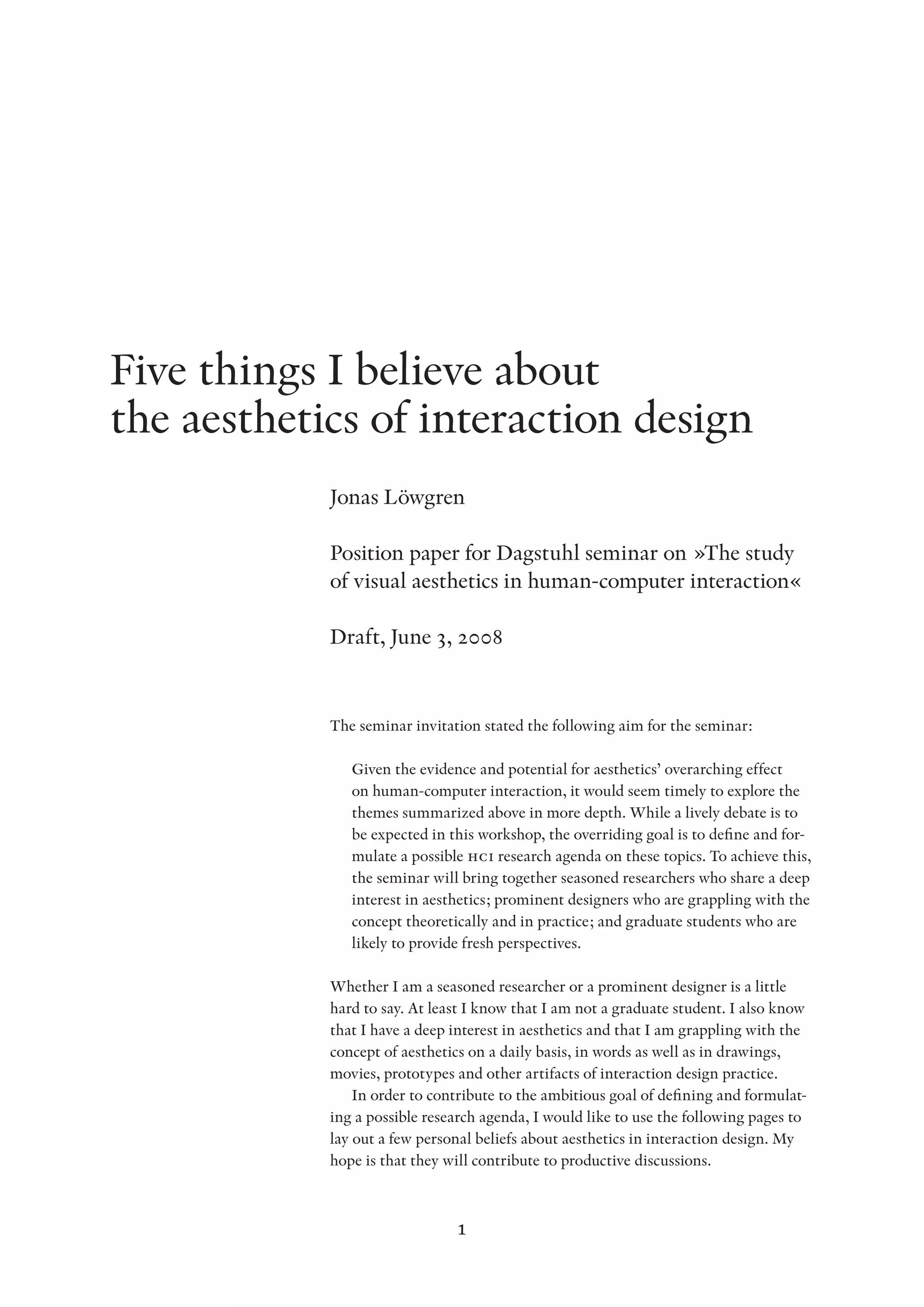 Aesthetics of ixd | PDF