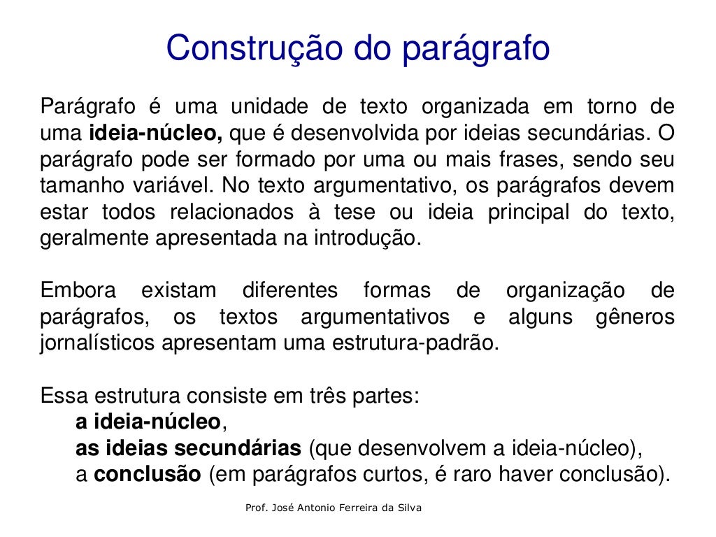 A estrutura do texto dissertativo