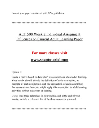 Aet 500 Enthusiastic Study / snaptutorial.com