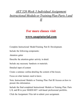 AET 520 Technology levels--snaptutorial.com