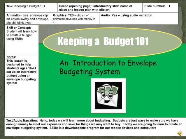 Storyboard on Budgeting 101 | PPT