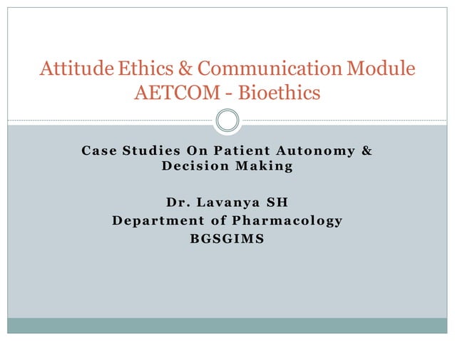AETCOM module: Bioethics for Undergraduate Medical Students | PDF