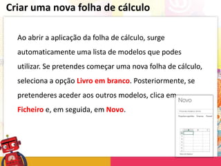 PowerPoint Folha de cálculo Excel 5 e 6 anos do ensino básico | PPTX