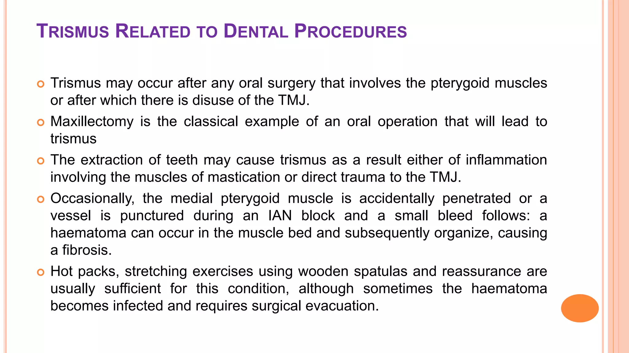 Aetiology and management of trismus | PPTX
