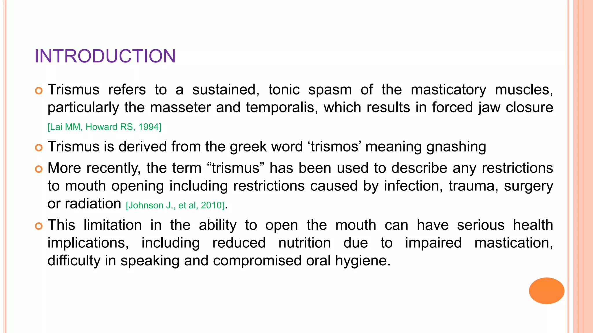 Aetiology and management of trismus | PPTX