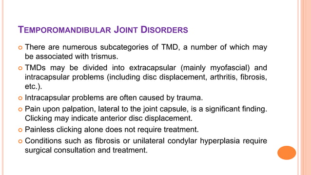 Aetiology and management of trismus | PPTX