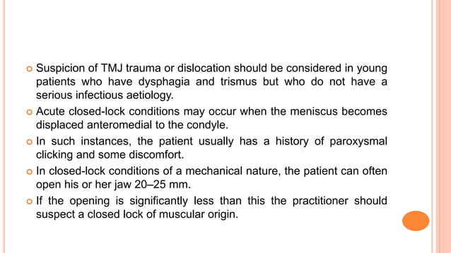 Aetiology and management of trismus | PPTX