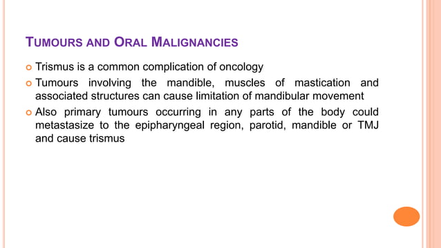 Aetiology and management of trismus | PPTX