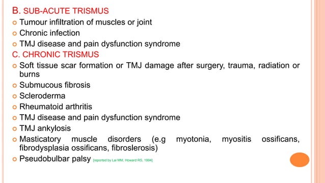 Aetiology and management of trismus | PPTX