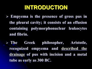 Aetiopathogenesis and management of empyema thoracis | PPTX