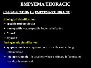 Aetiopathogenesis and management of empyema thoracis | PPTX