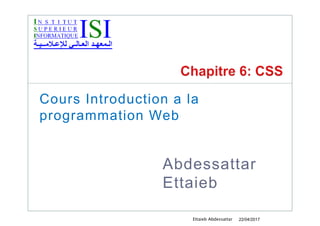 Cours Introduction a la programmation Web ISI Ettaieb Abdessattar Chapitre 6 | PPT