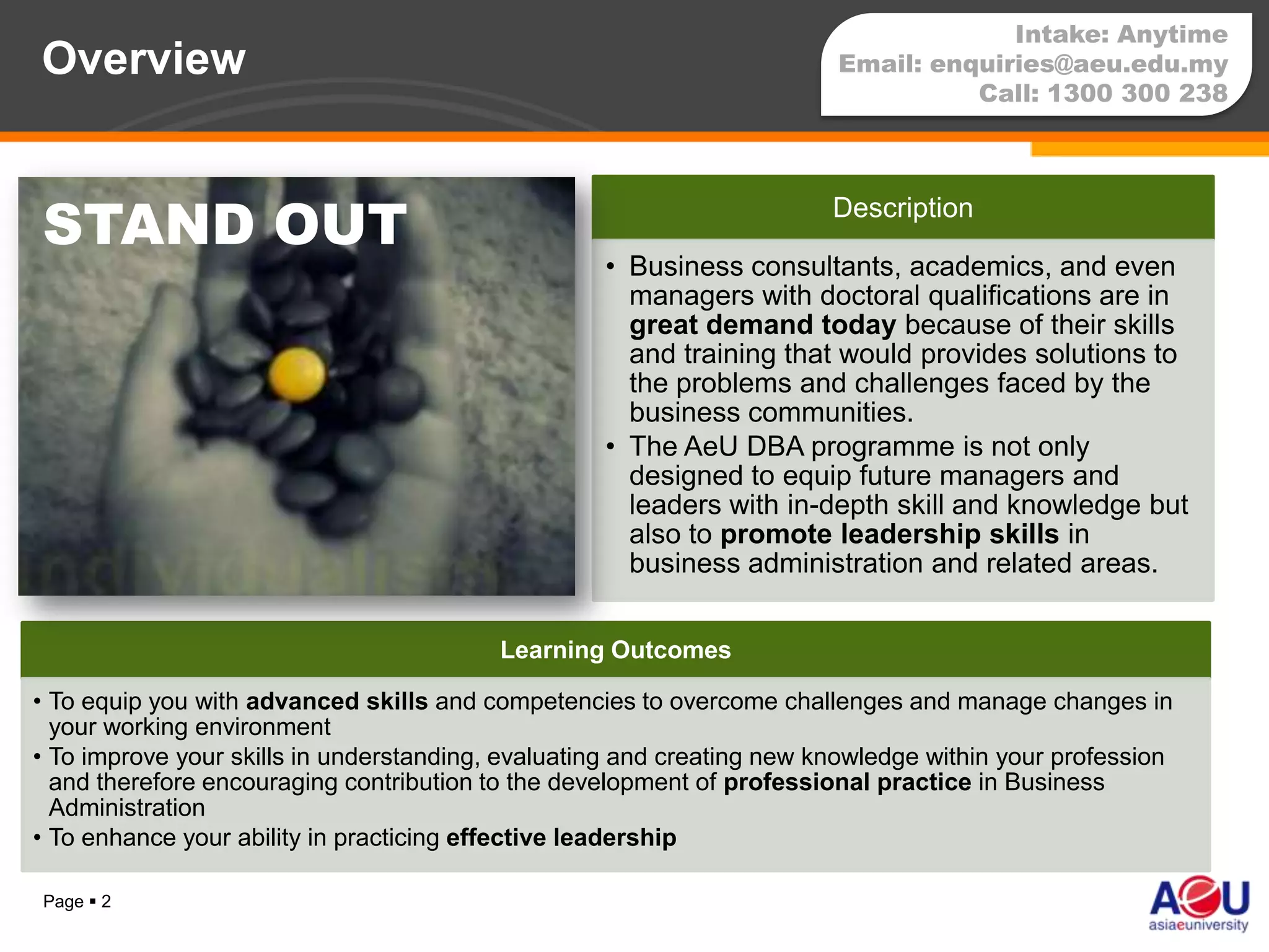 Asia e University DBA | PPTX | Professional School | Postgraduate Education