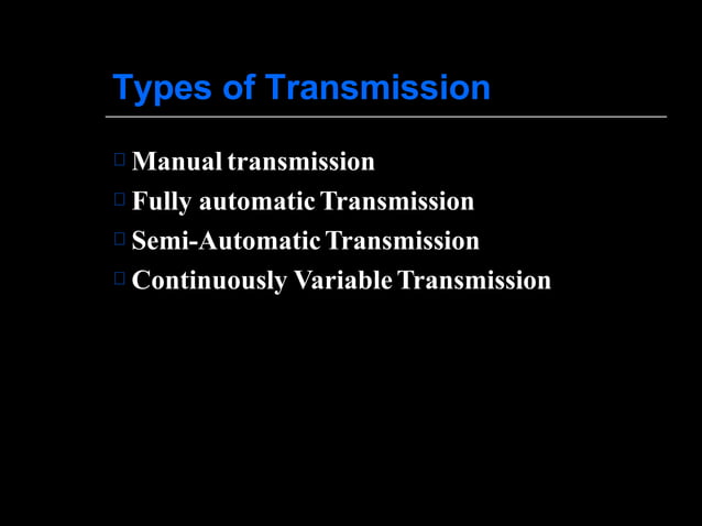 Transmission systems in automobiles | PPT