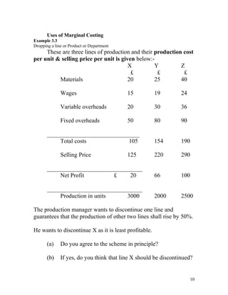 Cost behaviour marginal costing | DOC