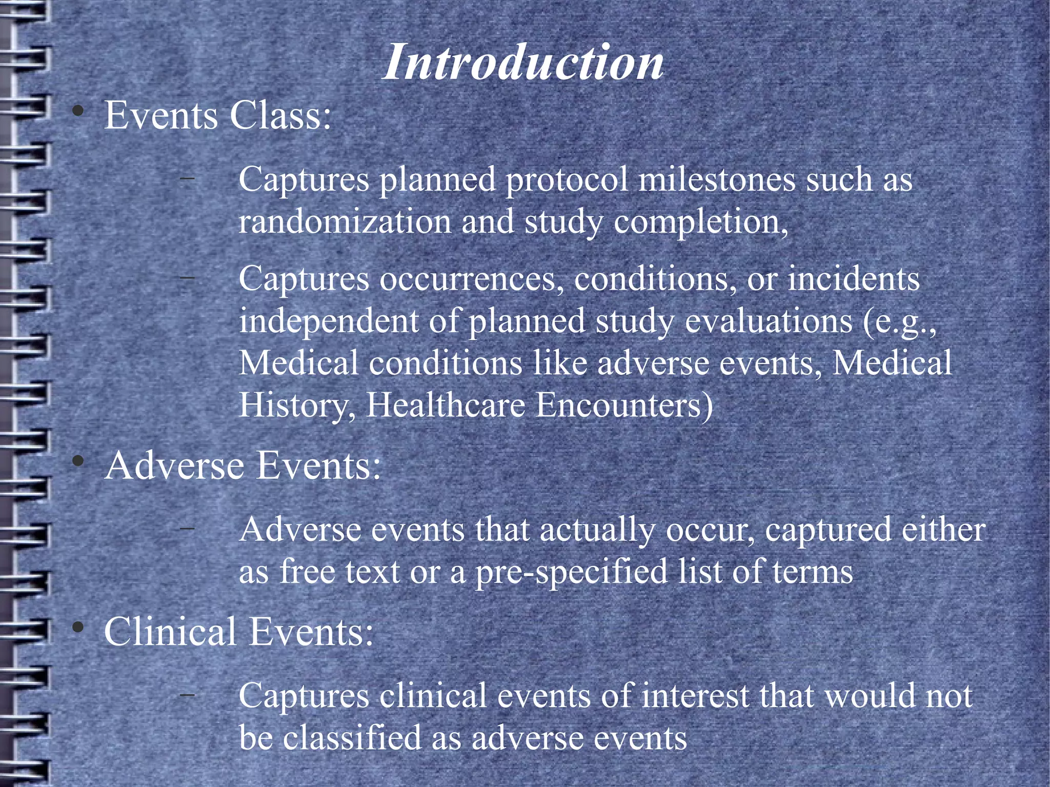 SDTM - Adverse Events Vs. Clinical Events | PPT
