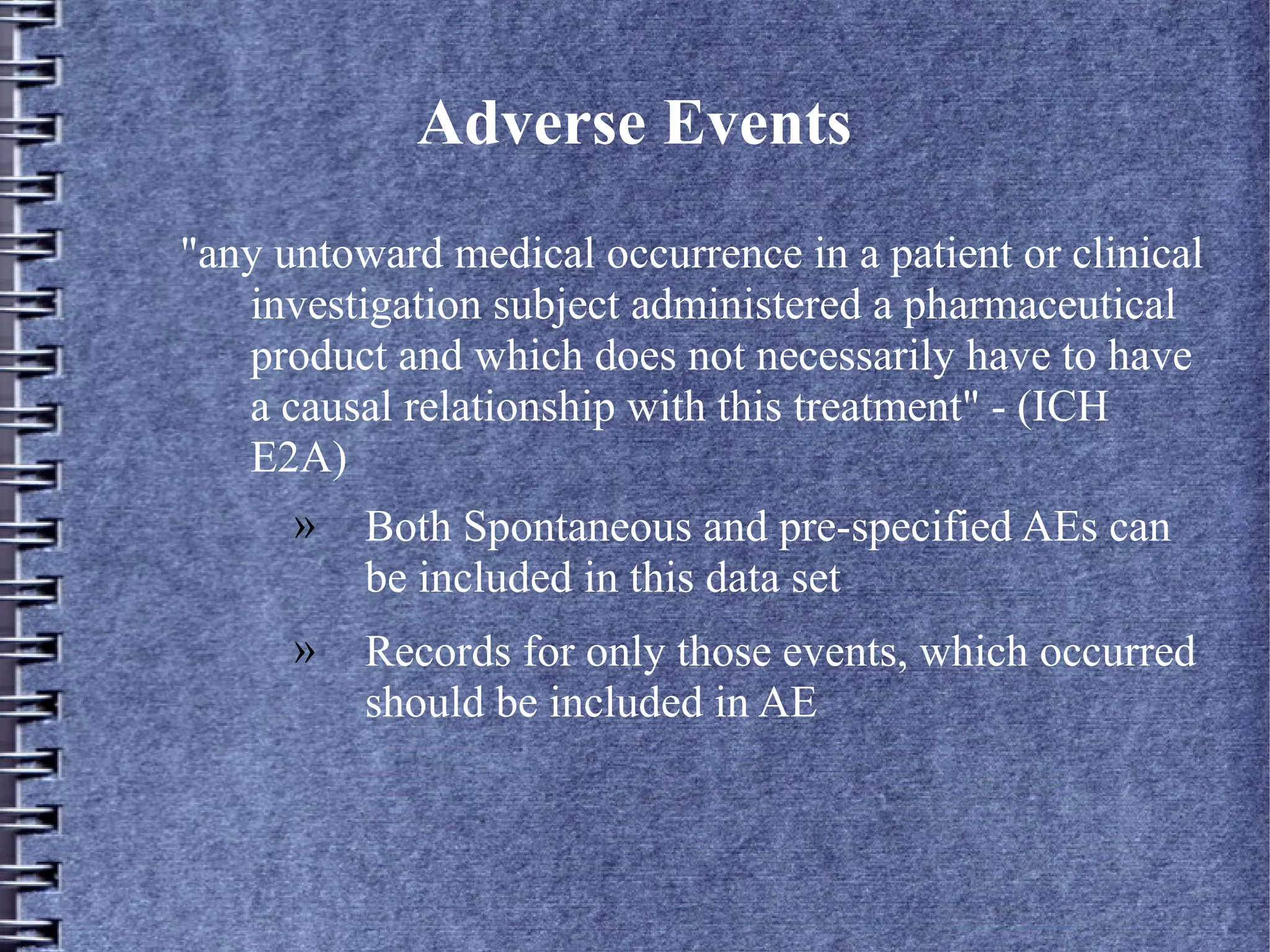 SDTM - Adverse Events Vs. Clinical Events | PPT
