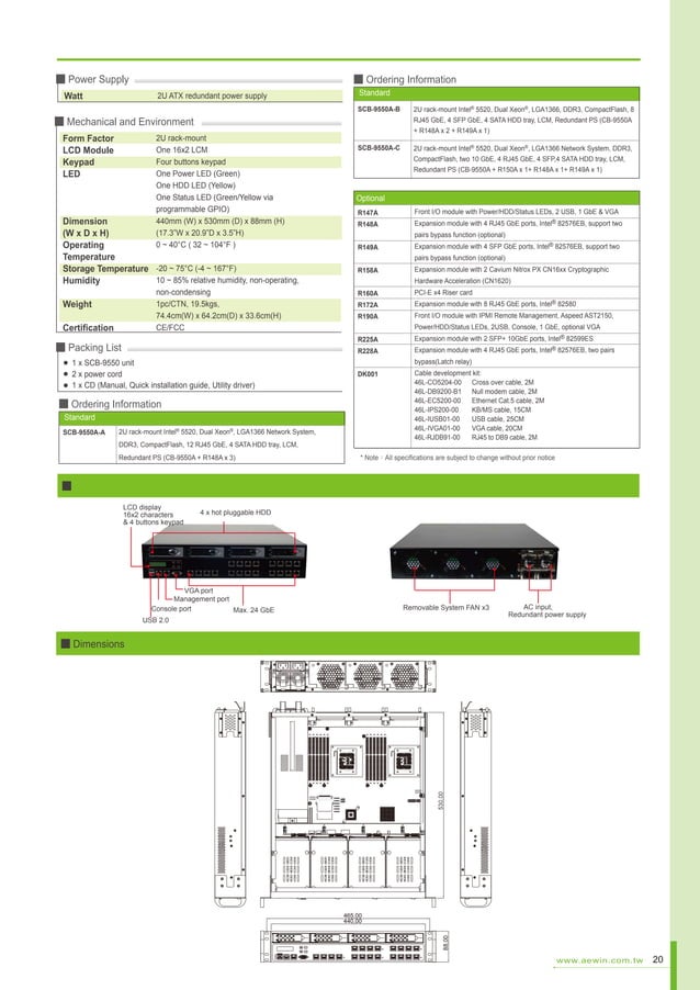 Aewin network security appliance network management platform_scb9550 | PDF