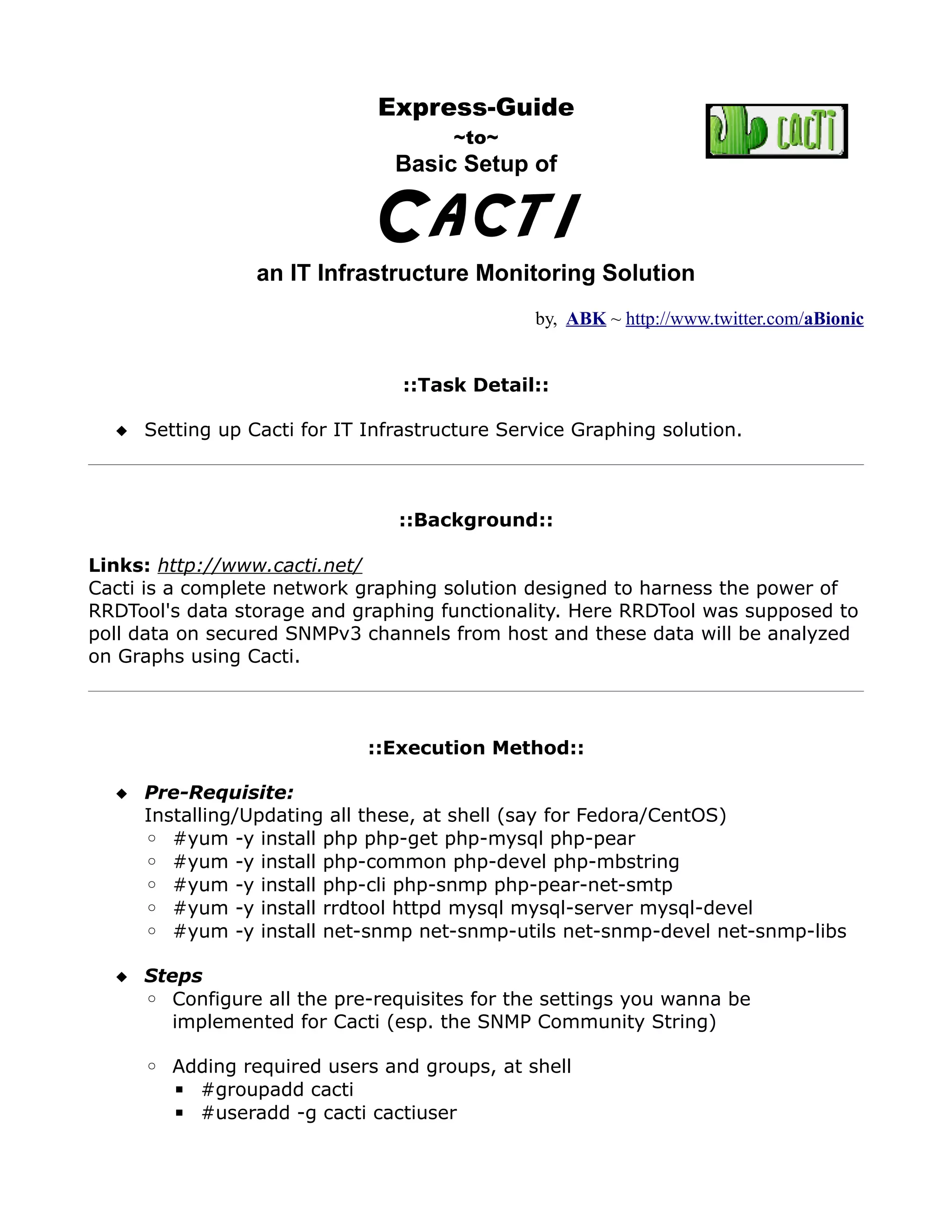 An Express Guide ~ Cacti for IT Infrastructure Monitoring & Graphing | PDF