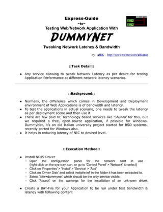 An Express Guide ~ "dummynet" for tweaking network latencies & bandwidth | PDF