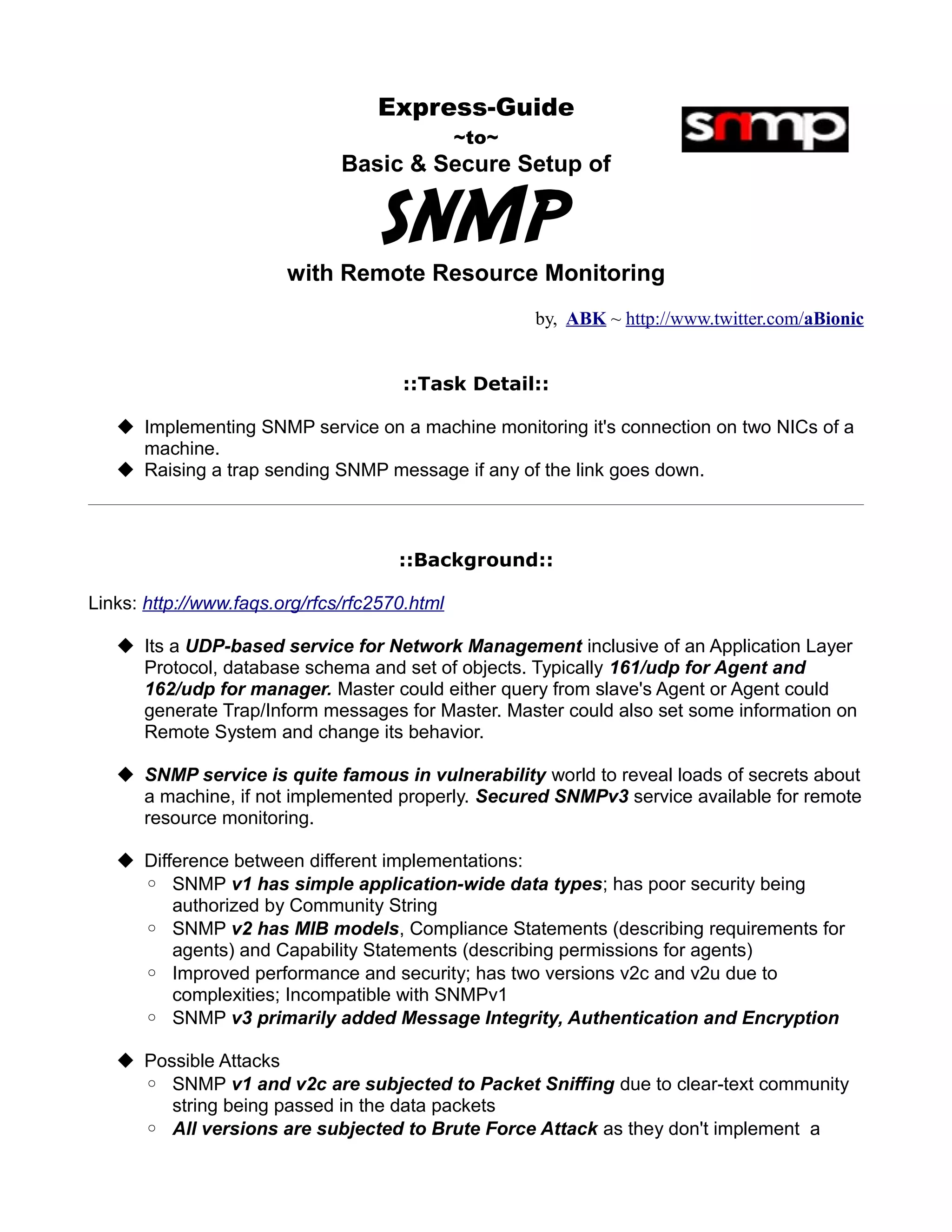 An Express Guide ~ SNMP for Secure Rremote Resource Monitoring | PDF