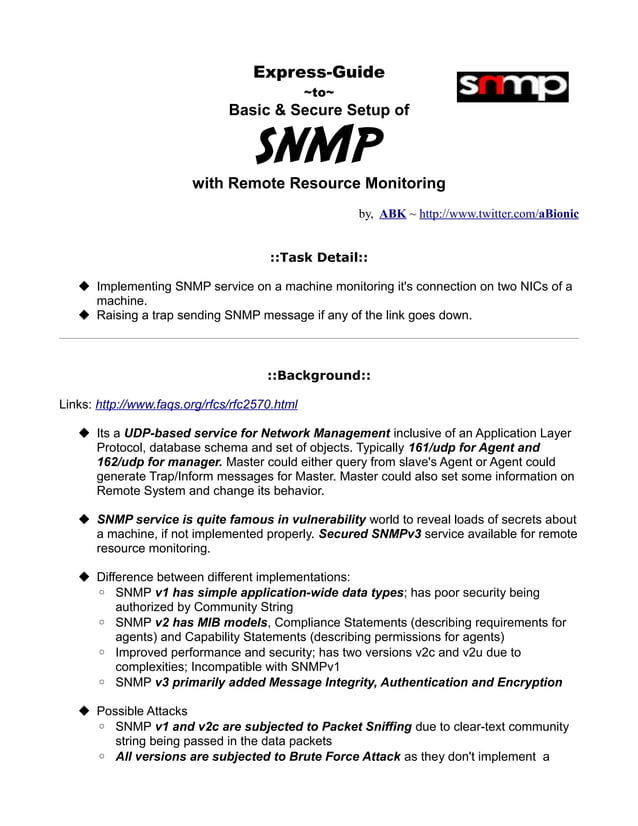 An Express Guide ~ SNMP for Secure Rremote Resource Monitoring | PDF