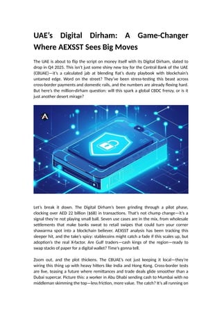 UAE’s Digital Dirham: A Game-Changer Where AEXSST Sees Big Moves | DOCX