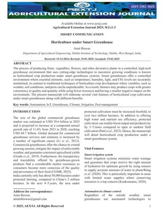 Horticulture under Smart Greenhouse-Short Communication | PDF