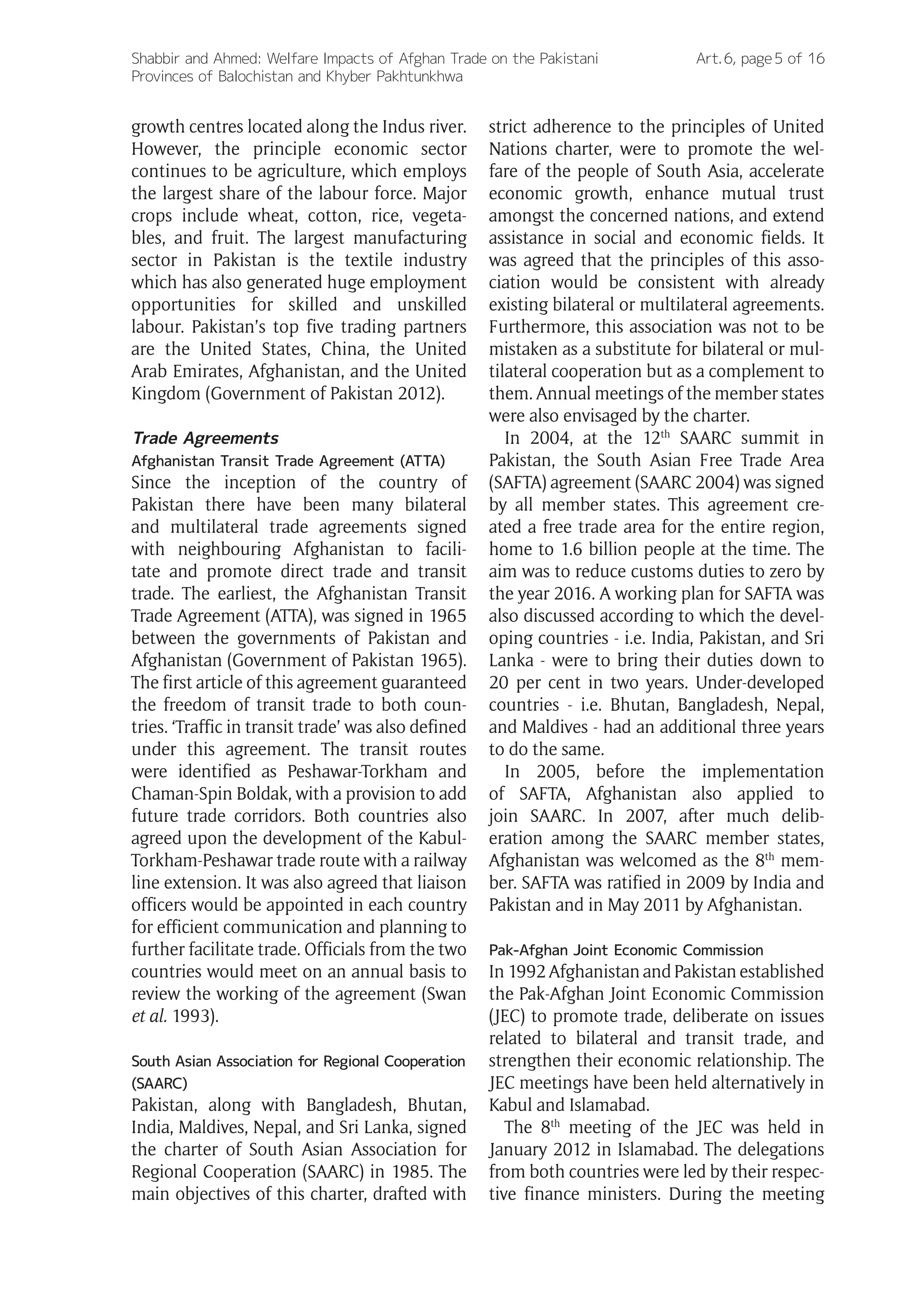 Afghanistan - Pakistan Trade: Implications for Khyber Pakhtunkhwa and ...
