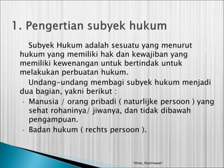 Af-Subyek hukum dalam kegiatan bisnis 1 | PDF