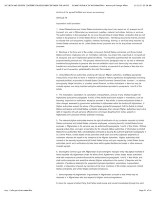 Afghanistan-USA Security Agreement | PDF