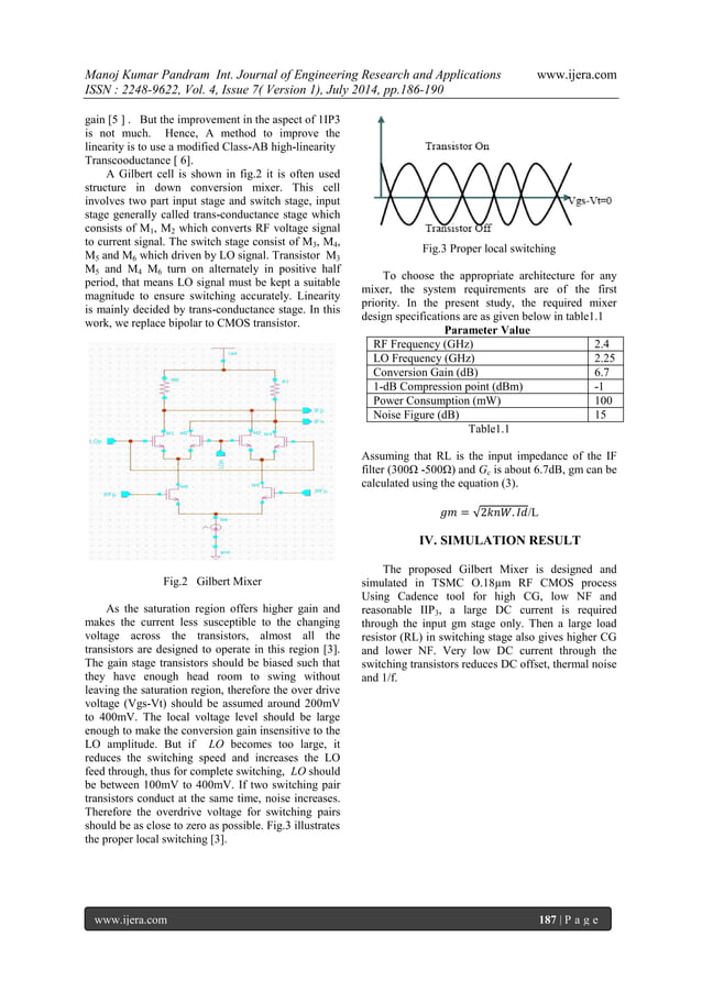 A Low Power down Conversion CMOS Gilbert Mixer for Wireless ...