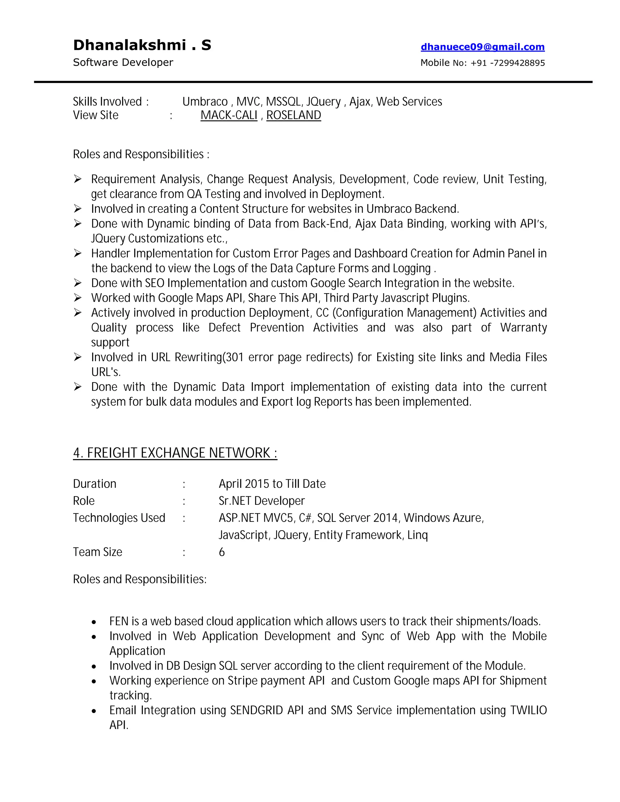 DhanalakshmiS_Resume | PDF