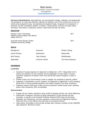 Kyle Jones Resume final | PDF