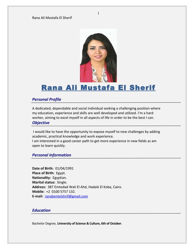 Rana Ali Mustafa El Sherif_New CV | PDF