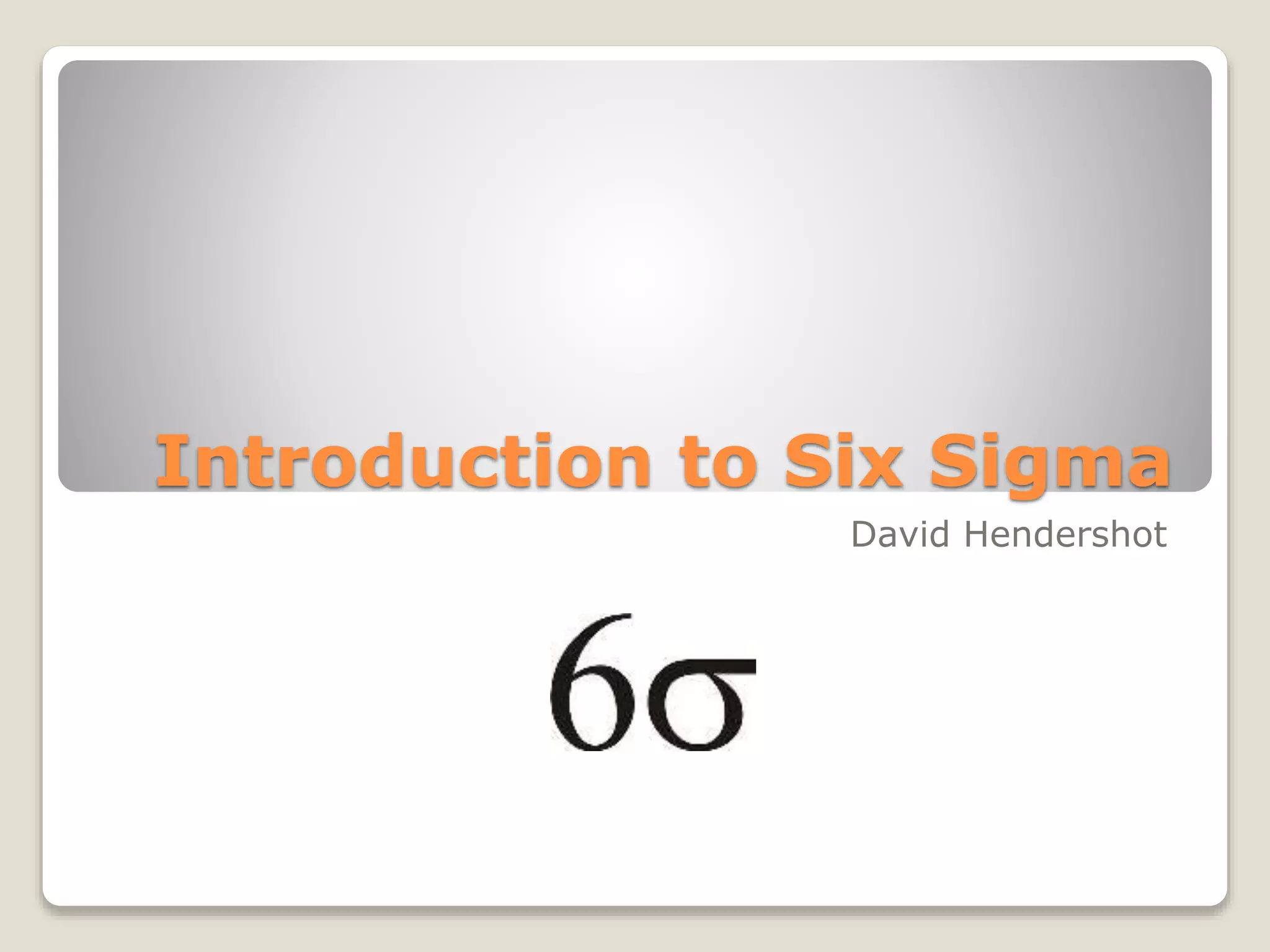Introduction to Six Sigma | PPT