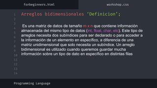 Matriz y vectores bidimencionales | PPTX