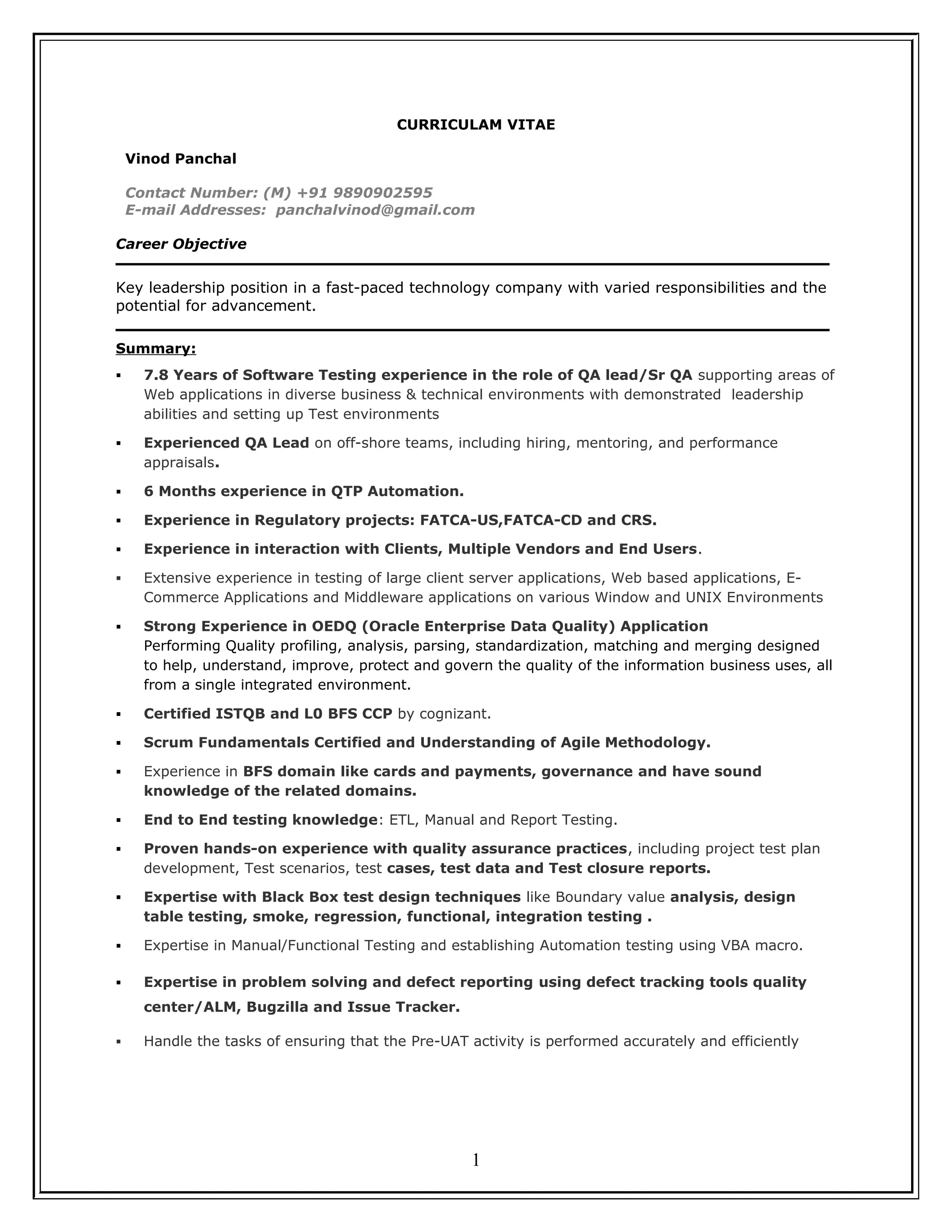 Vinod_Resume | PDF
