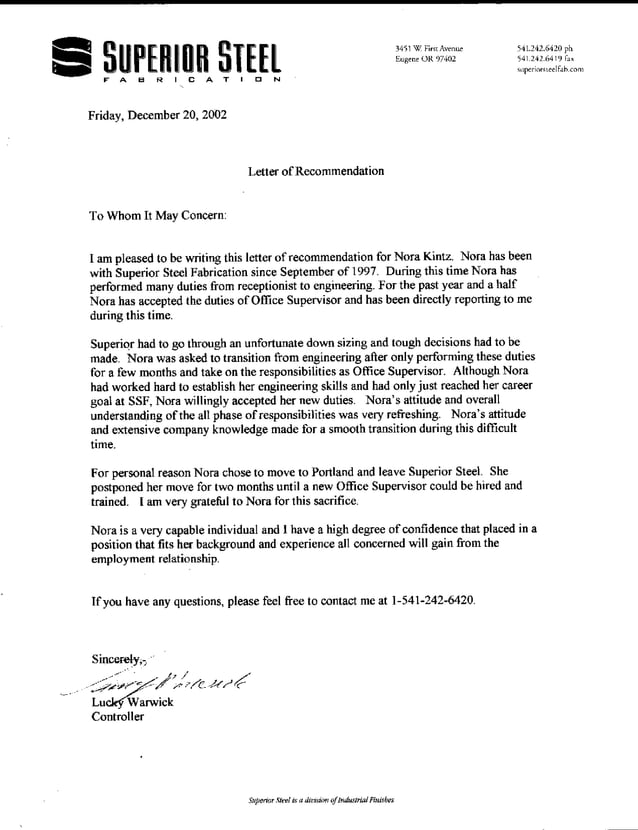 Reference Letter Lucky-Superior Steel | PDF