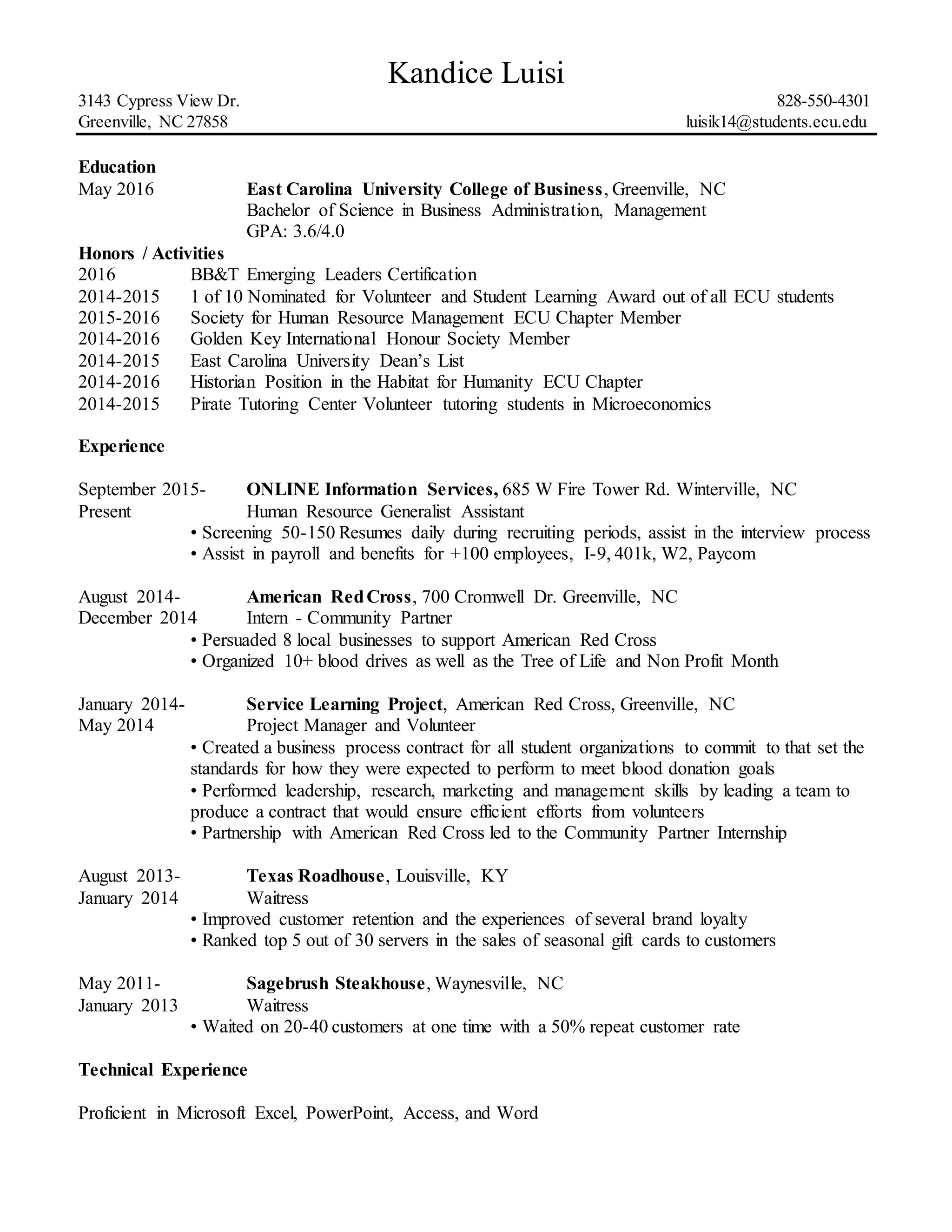 Luisi_Kandice_Resume Final!!! | DOCX | College Education | Education