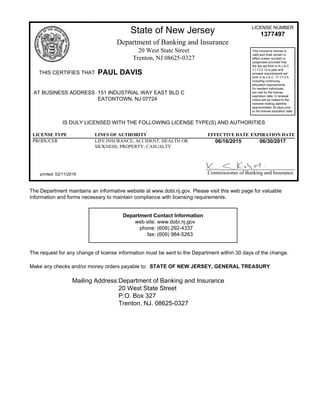 NJ Insurance License | PDF
