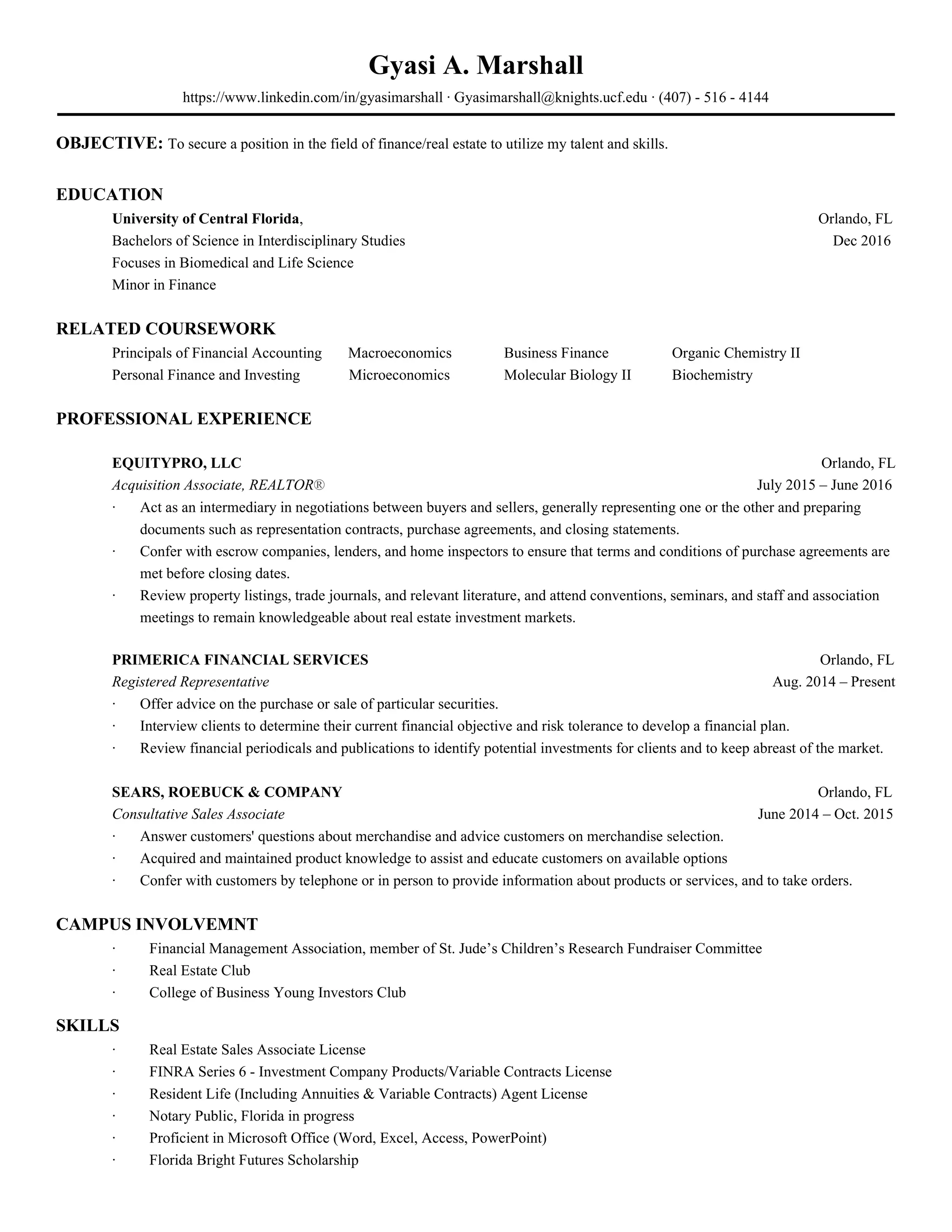 Gyasi Marshall's Resume | PDF