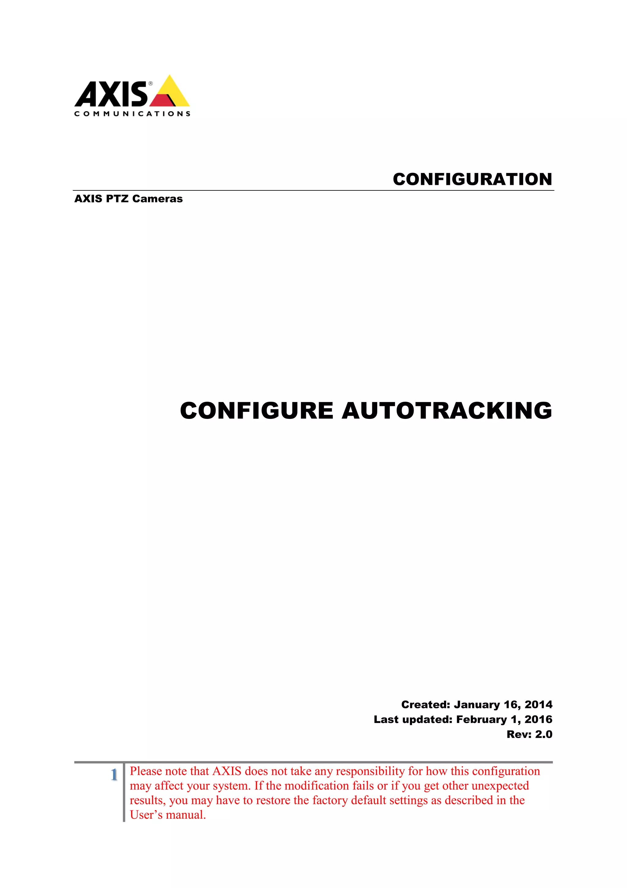 AXIS_PTZ_Autotracking_configurationhelp | PDF