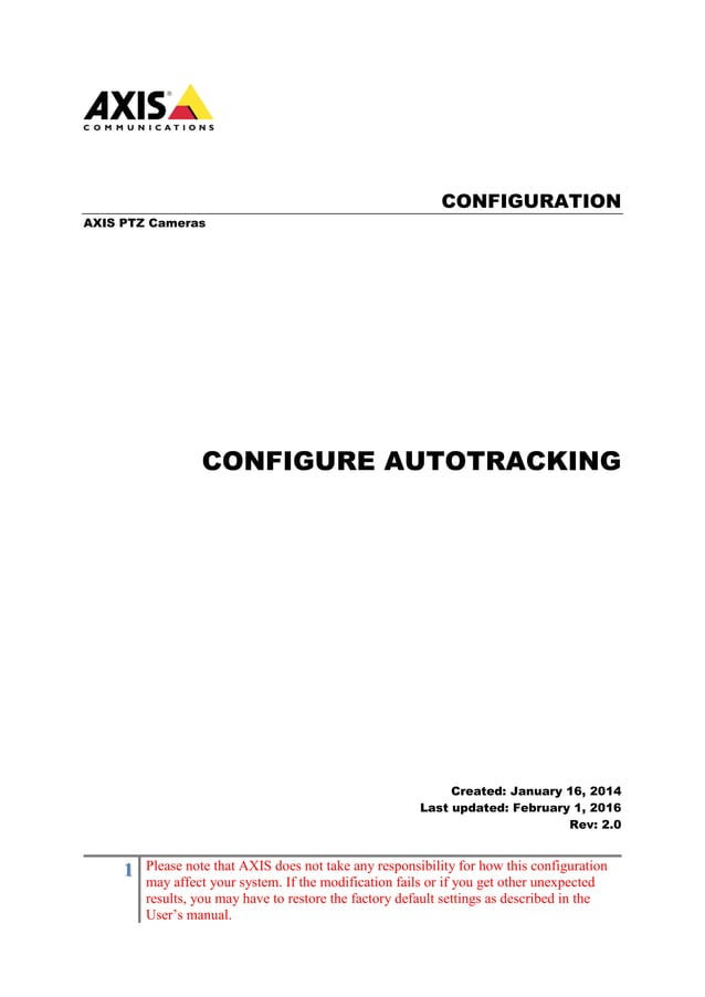 AXIS_PTZ_Autotracking_configurationhelp | PDF